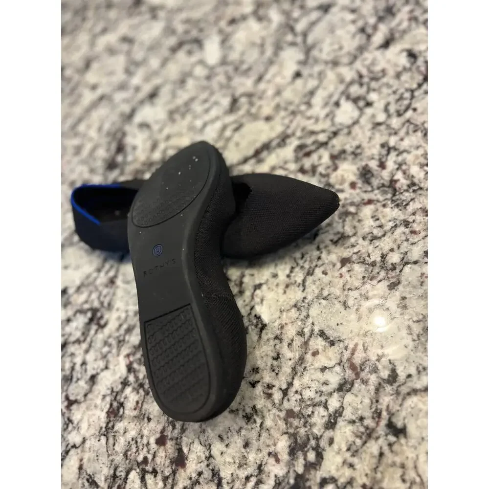 Rothy's | Shoes | Rothys The Point Ballet Flats In Black With Blue Trim ...